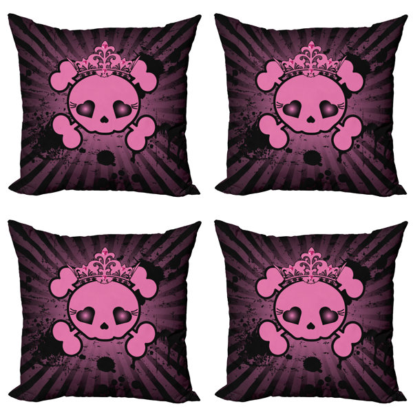 East Urban Home Kissenbezug, Schädel-Schmutz-Pop-Art, Rosa, Pink Schwarz | Wayfair.de